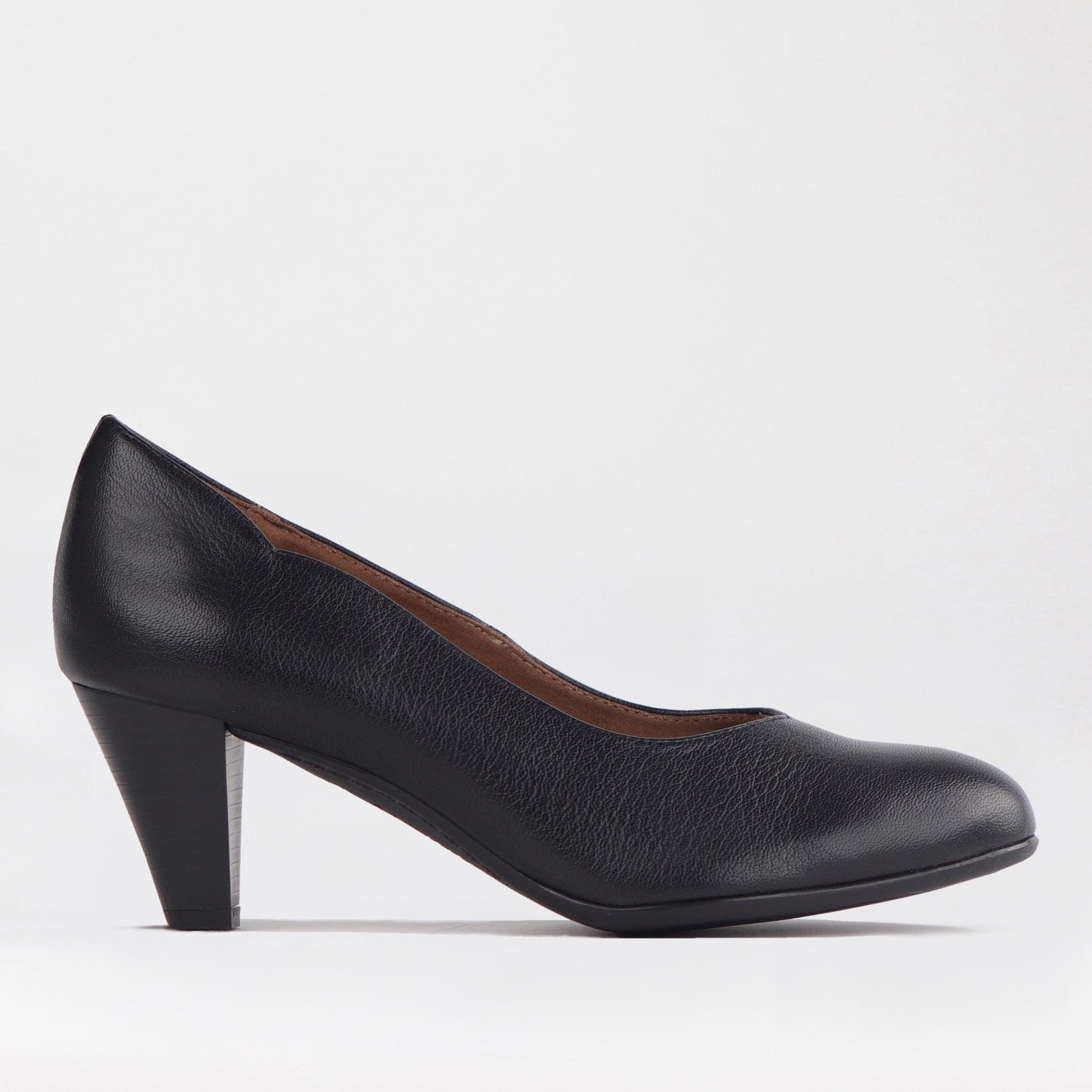 Wider Fit Mid Heel Court in Black - Froggie | Leather Shoes | South ...