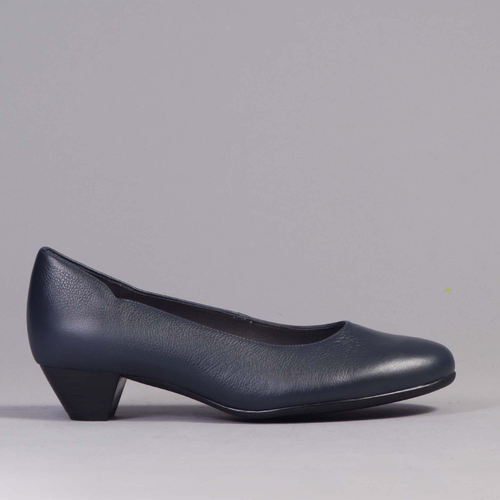 Mid-Heel Court Shoe in Navy - Froggie | Leather Shoes | South Africa ...