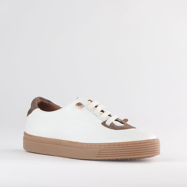 Elasticated lace-up Sneaker in White Multi - Froggie | Leather Shoes ...