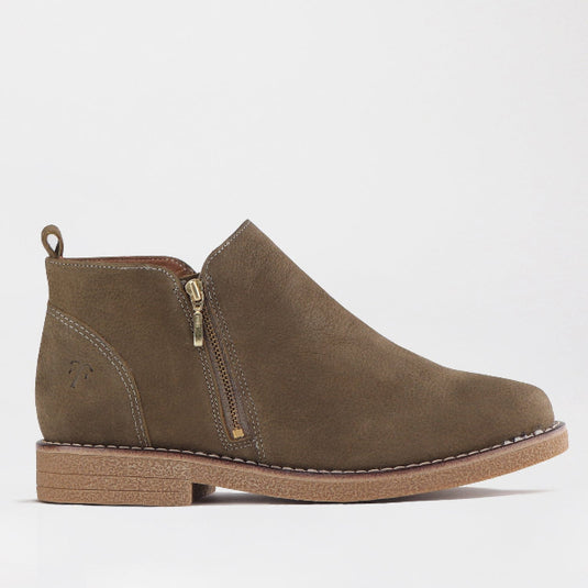 Ankle Boot with Gold Zip in Forest - Froggie | Leather Shoes | South ...