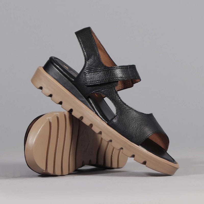 Slingback Wedge Sandal in Black - Froggie | Leather Shoes | South ...