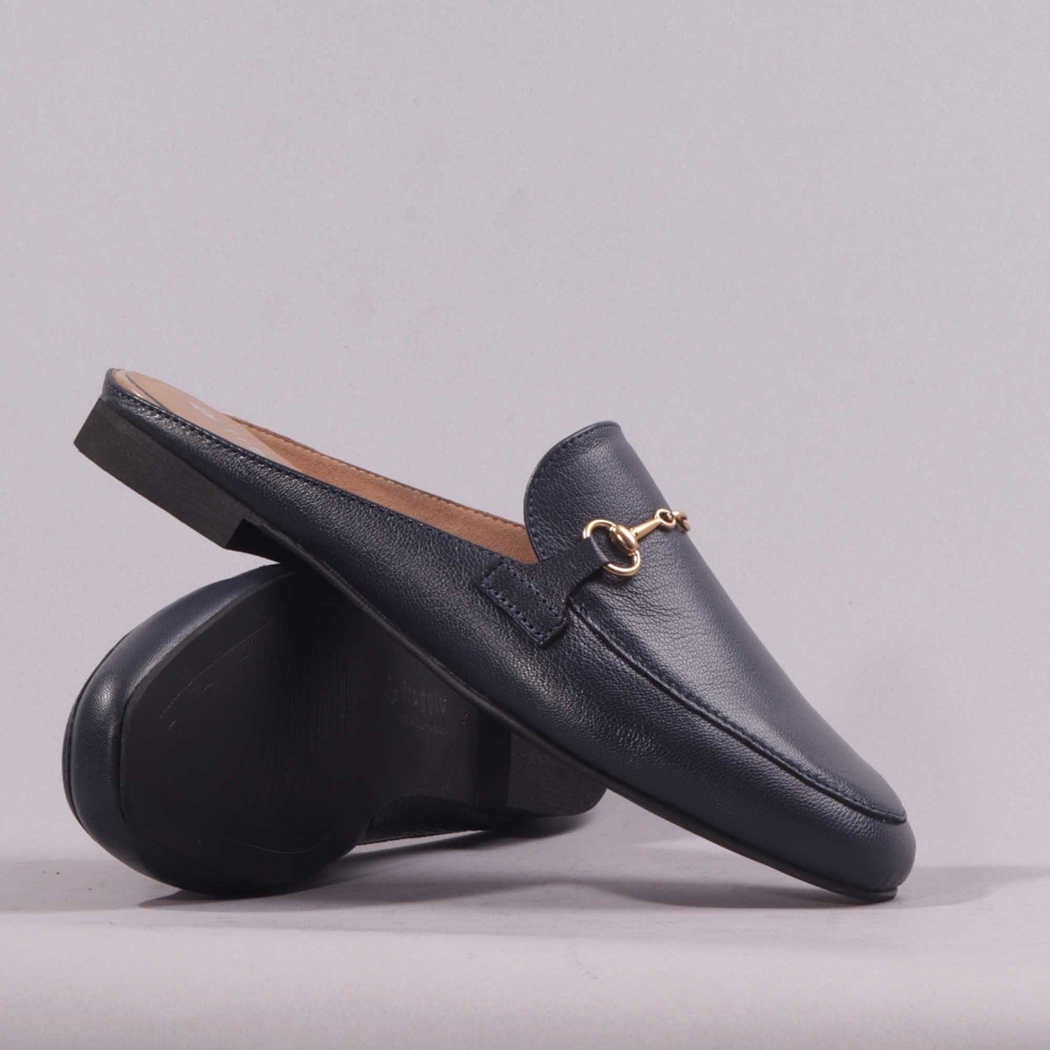 Mule with gold Trim in Navy - Froggie | Leather Shoes | South Africa ...